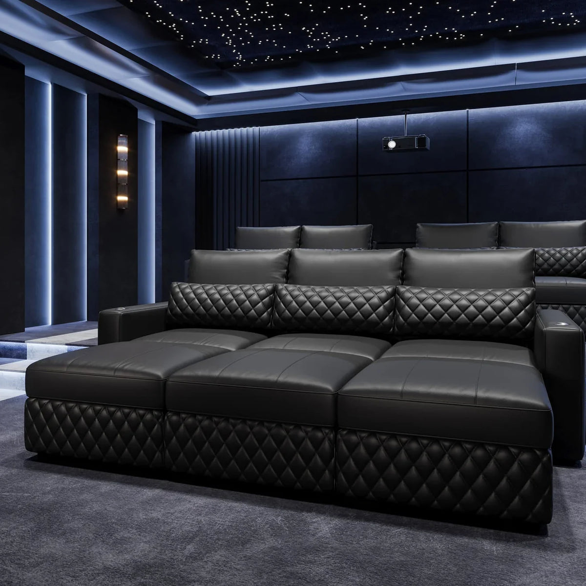 Valencia Home Theater Lounge | Leather & Fabric Lounge Seating