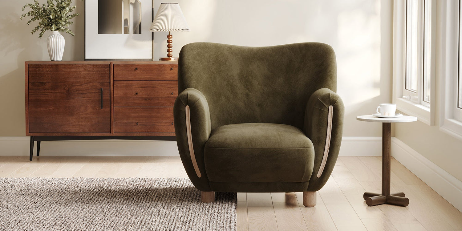 Emerald Velvet Fabric Accent Chair
