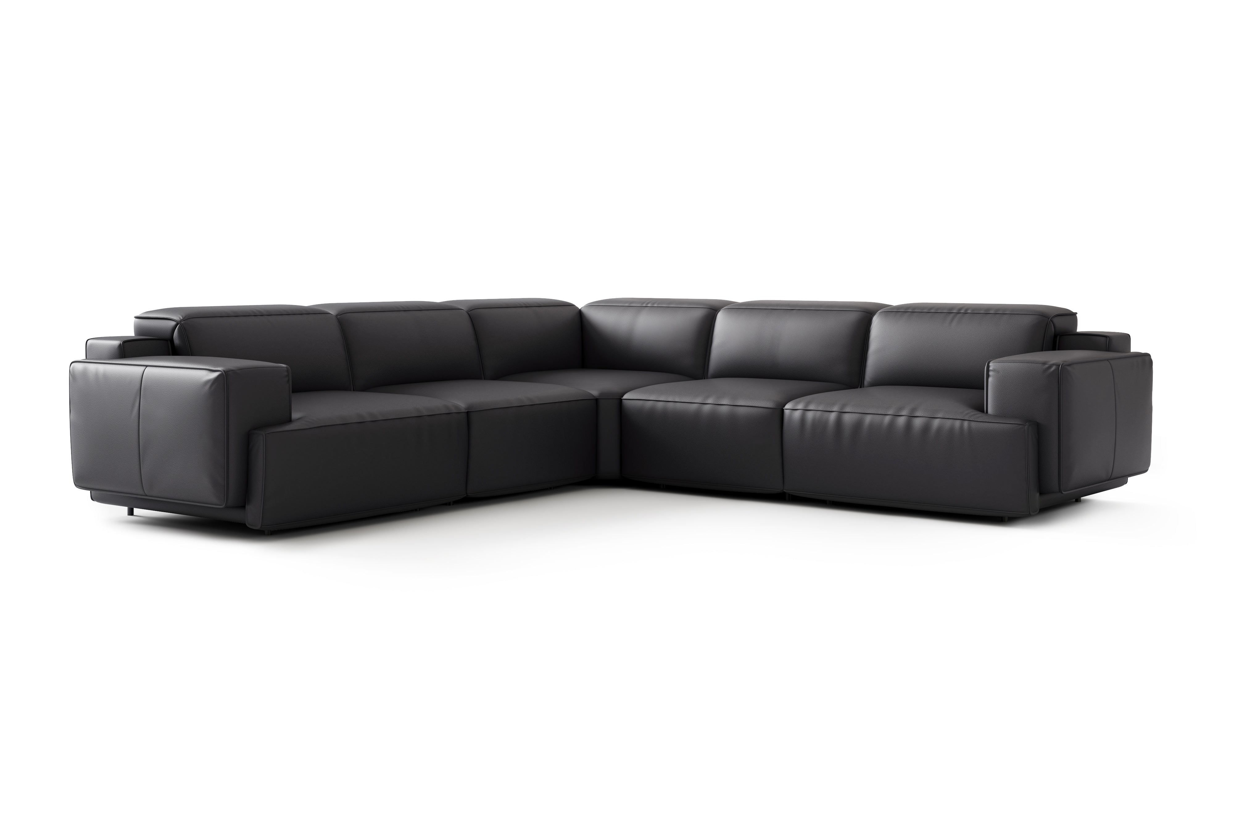 Valencia Valentina Leather Sectional L Shape Recliner Sofa Black